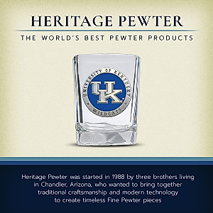 Heritage Pewter University of Kentucky Square Shot Glass | Hand-Sculpted 1.5 Ounce Shot Glass | Intricately Crafted Metal Pewter Alma Mater Inlay
