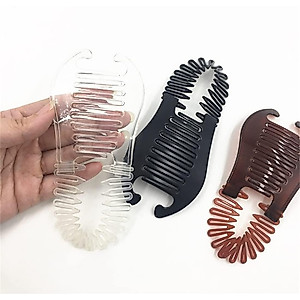 3Pcs Banana Hair Clips for Women - Banana Hair Clips, Banana Clips Hair for Fine Hair, Soft Bendable Hair Combs, Banana Clips Hair for Thick Hair (Brown+Black+White)