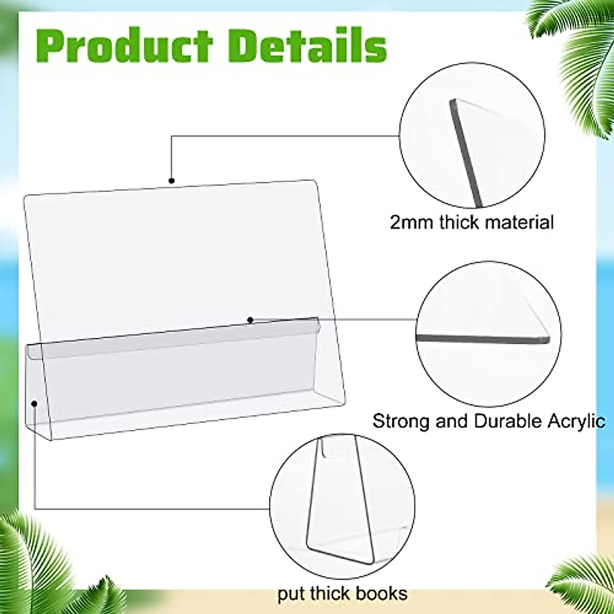 Sintuff 2 Pieces Acrylic Cookbook Holder Stand Clear Cookbook Holder for Kitchen Counter Transparent Recipe Book Stand Easy Viewing Tablet Holder, Fit for Cooking Baking Reading Displaying