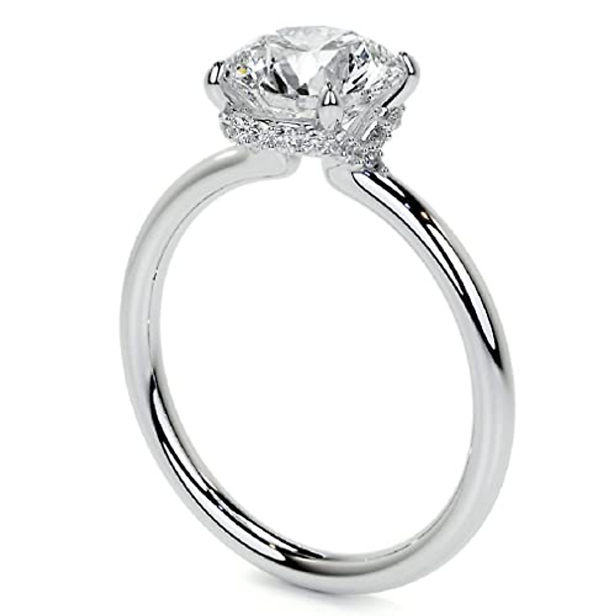 10K Solid White Gold Handmade Engagement Ring 3.00 CT Round Cut Moissanite Diamond Solitaire Wedding/Bridal Ring Set for Women/Her, for Wife