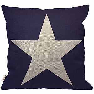 HGOD DESIGNS Blue Star Throw Pillow Cover,Abstract USA Star Design on The Blue Background Decorative Couch Sofa Bedroom Burlap Pillow Cases for Men/Women Room 18x18 Inch