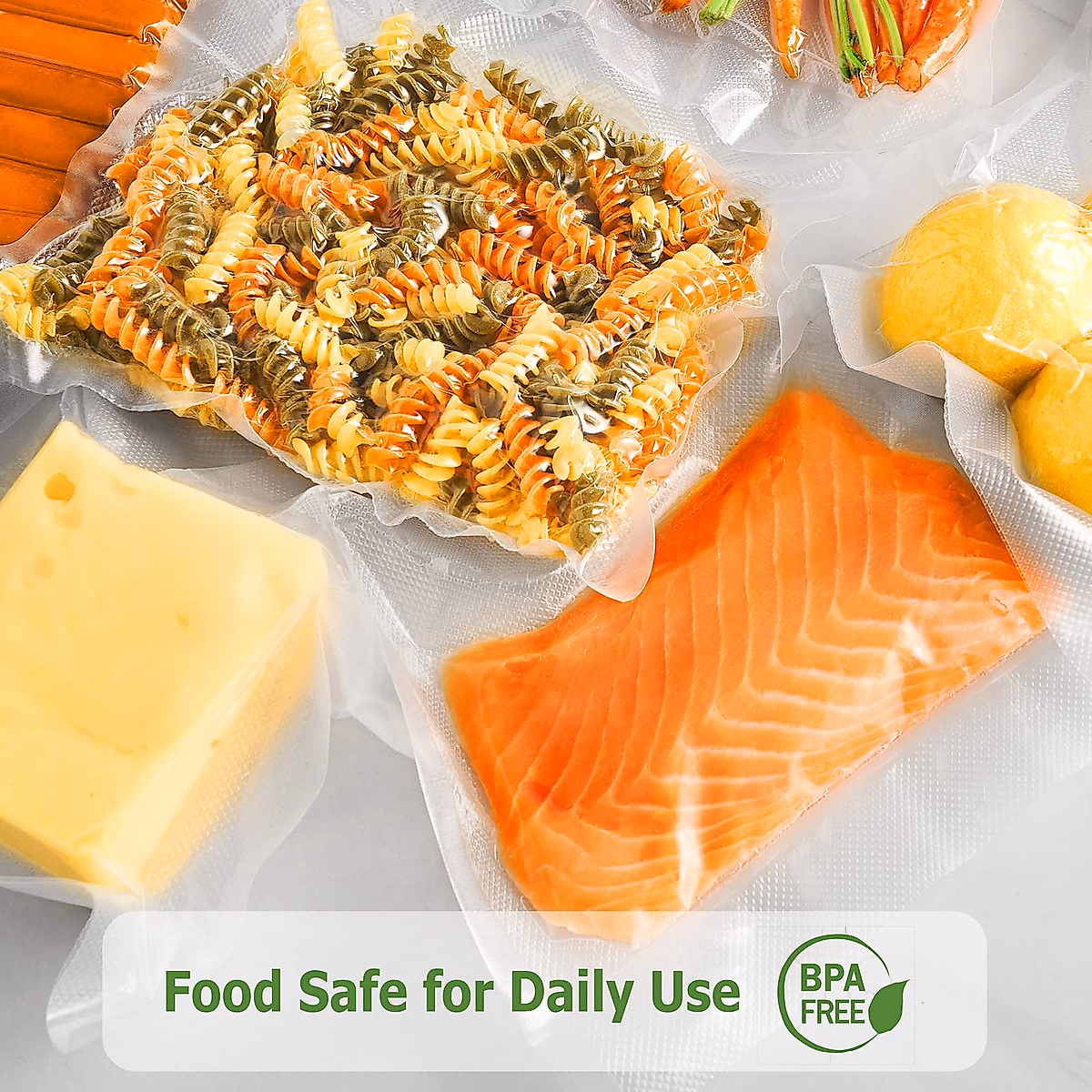 Gasbye Vacuum Sealer Bags, [ 200ft Mega-Pack ] with 8"x50' (2 Rolls) & 11"x50' (2 Rolls) for Custom Fit Airtight Food Sealer & Sous Vide, BPA Free, 7-Layer Ultra-Thick Anti-Puncture Design, 4 Pack