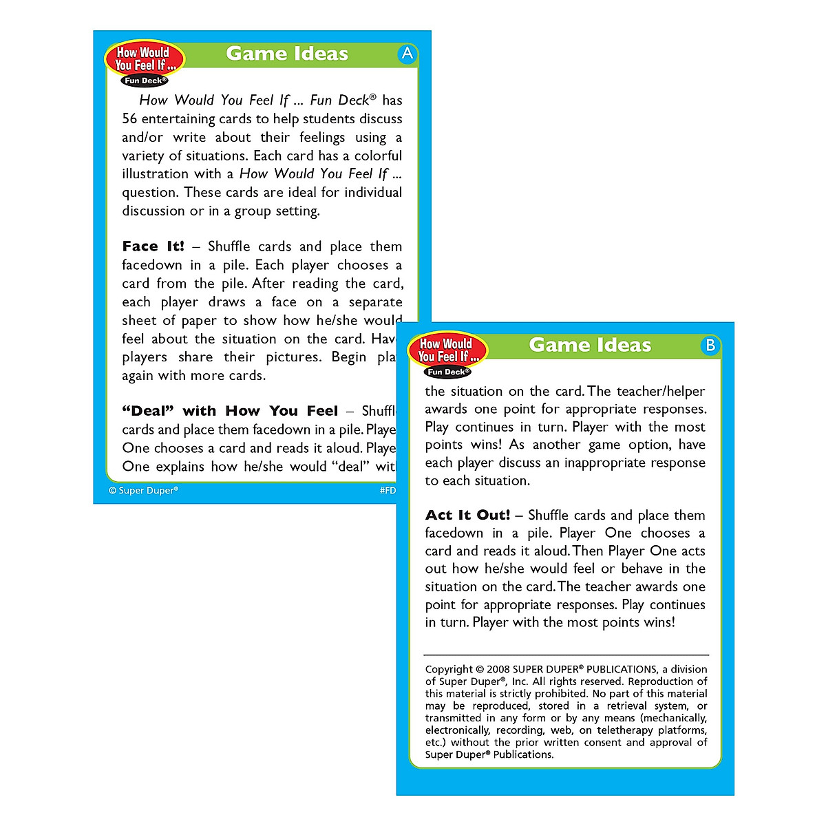 Super Duper Publications | How Would You Feel If Fun Deck | Understanding Feelings and Emotions Flash Cards | Educational Learning Materials for Children
