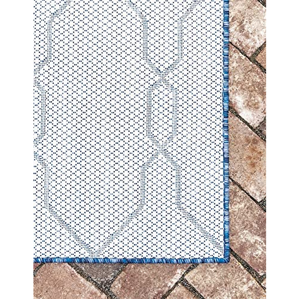 Unique Loom Outdoor Trellis Collection Area Rug - Links Trellis (9' x 12' Rectangle, Blue/ Ivory)