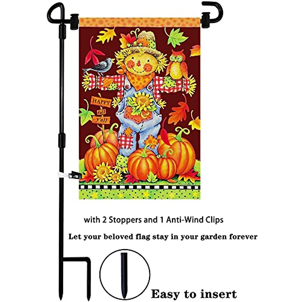 Seasonal Garden Flags Set of 12 and Garden Flag Stand-Holder-Pole Double Sided Burlap 12.5 x 18 Inch House Flags ,Small Garden Flags for Outside,Easter Spring Summer Garden Flags,Seasonal Flags for Outdoor Decorations Flags