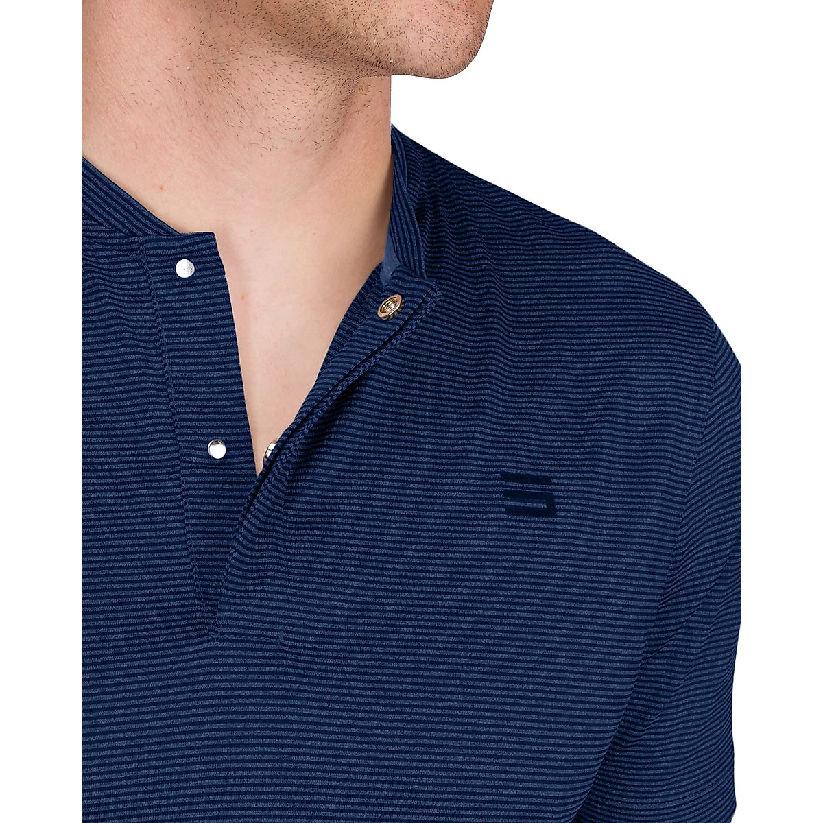 Three Sixty Six Quick Dry Collarless Golf Shirts for Men - Short Sleeve Casual Polo, Stretch Fabric Marine Navy