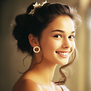 PISWENCY Freshwater Real Pearl Earrings 14K Gold Filled Stud Earrings for Women Handmade AAA Pearl Drop Dangle Earrings for Valentines Day, Gift for Her