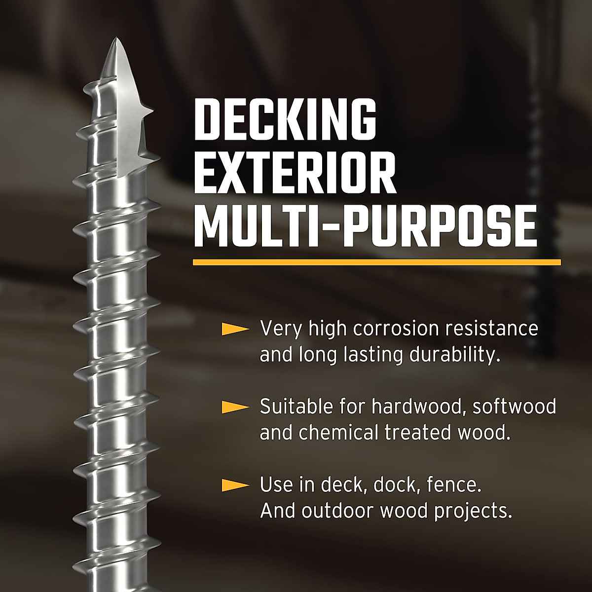 FM FastenMon #10 x 2-1/2" (300 PCS) Stainless Steel Deck Screws - 304 Grade with T25 Star Drive Bit - Ideal for Outdoor Wood Projects, Fences, Garden Bench, Picnic Table, and Decks - Bulk Box