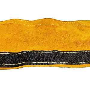 AllyProtect 23 ft Torch Lead Cover Flame Resistant Split Cowhide Leather TIG MIG Cable Sleeves Cover with Hook Loop Closure Golden