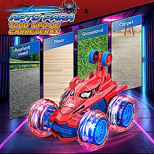 Remote Control Car,360° Rotating 2.4GHz Fast Stunt RC Cars with Wheel Lights Off Road RC Crawlers Toys for Boys 4-6 6-8 8-12 Birthday Easter Gifts