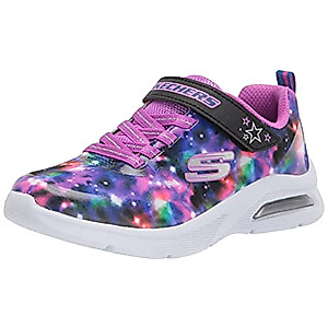 Skechers Kids Girls Microspec Max-Spiral Galaxy Sneaker, Black/Multi, 2 Little Kid