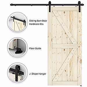 BELLEZE 36in x 84in Sliding Barn Door K-Frame with 6.6ft Barn Door Hardware Kit, Pre-Drilled, DIY Easy to Assemble, Unfinished