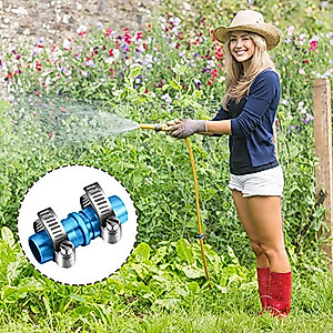 6 Pieces 5/8 Inch Garden Hose Repair Kits Aluminium Water Hose Mender Garden Hose Connectors with 12 Pieces Stainless Steel Clamps (Bright Color)