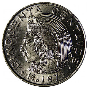 MX 1977 SUPERB MEXICO 1000 PESOS w GREAT AZTEC RULER CUATEMOC & FAMED MAYAN TEMPLE! COIN with HIS BUST INCLUDED AS A FREE BONUS! SCARCE DUO Choice XF-AU (Lightly Circulated)
