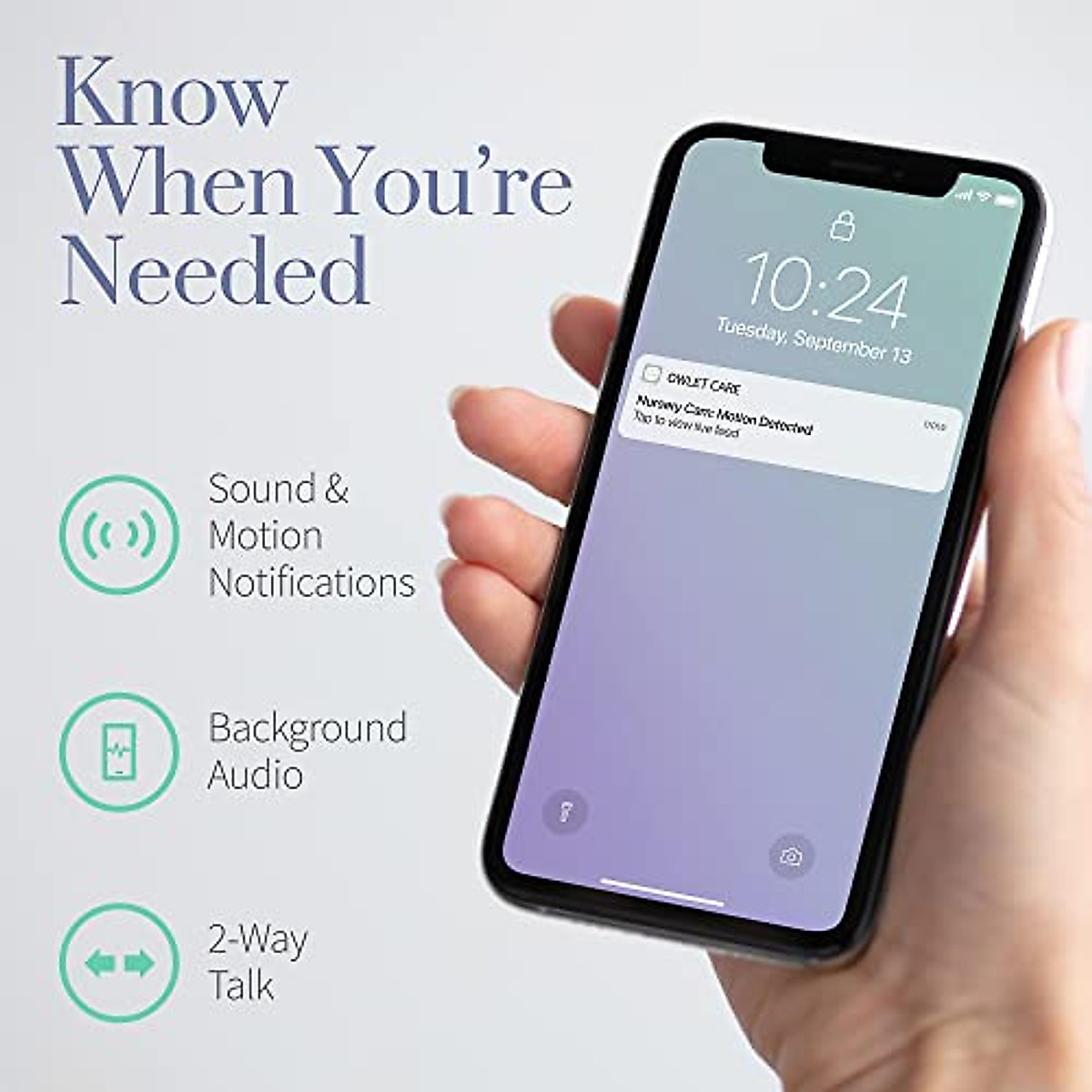 Owlet Cam Smart Baby Monitor - HD Video Monitor with Camera, Wide Angle Lens, Audio and Background Sound, Encrypted WiFi, Motion and Sound Notifications, Humidity, Room Temp, Night Vision, 2-Way Talk