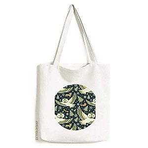 Lovely Birds Owls Dark Floral Patterns Tote Canvas Bag Shopping Satchel Casual Handbag