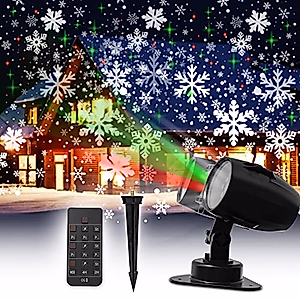 Laser Projector Lights Outdoor Indoor, 3D Dynamic Rotating Snowflake Light with Remote Control & Timer,3-in-1 Red and Green Projector Laser Lamp Light for Holiday |Wall Decoration |Christmas Gift