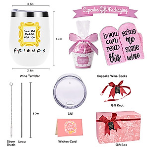 KAIRA Friends Tv Show Merchandise Wine Tumbler Birthday Gifts Set for Women Best Friends - Gifts for Her - Tumbler Mug Gifts for Girlfriend, Wife, Mom, Coworkers, Daughter, Sister, Aunt, 12 oz
