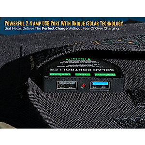 Ryno Tuff 21W Lightweight Portable Solar Charger for Camping - Foldable Solar Powered Cells with 2 USB Ports To Fast Charge Smartphones, Tablets & Battery Packs -Charge While Hiking, Camping & Fishing