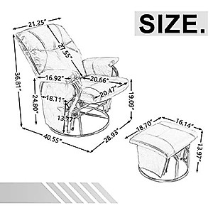 AODAILIHB Glider Chairs Rocking Chair with Ottoman 360° Swivel Chair PU Leather Upholstered Armchair Lounge Chair Sliding Chair Set (Brown)