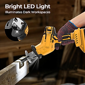 Reciprocating Saw Compatible with Dewalt 20V MAX Battery(No Battery) Cordless Reciprocating Saw,0-3500SPM Variable Speed,4 Saw Blades,Power Reciprocating Saws for Wood/Metal/PVC Cutting