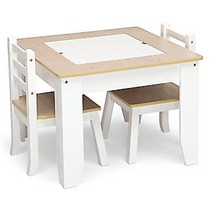 Delta Children Chelsea Table and 2 Chair Set, White/Natural
