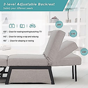 YODOLLA 4 in 1 Convertible Chair Bed, Pullout Small Sofa Bed Sleeper Sofa for Adult, Pop up Single Folding Bed, Chair, Chaise Lounge, Ottoman, Grey