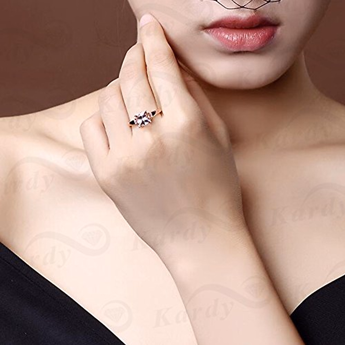 Kardy Fashion Amazing Genuine Morganite Gemstone Real Diamond Solid 14K Rose Gold Engagement Wedding For Women Ring Set