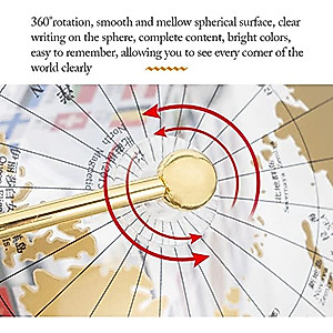 geographic globe Acrylic Clear World Globe Built-in Cube Flag Pattern Rotating World Globe Map With Gold Tripod Stand Geographical Desktop Globe world globe gift (Silver) (Silver)