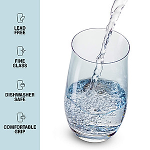 Colorful Drinking Glasses [Set of 6 | 14 Ounces]Colored Glass Cups with Heavy Weighted Base, Multi-Colored Glasses, Drinking Cups, Beer Glasses, Highball Glasses, Glass Tumbler, Cocktail Mixing Glass