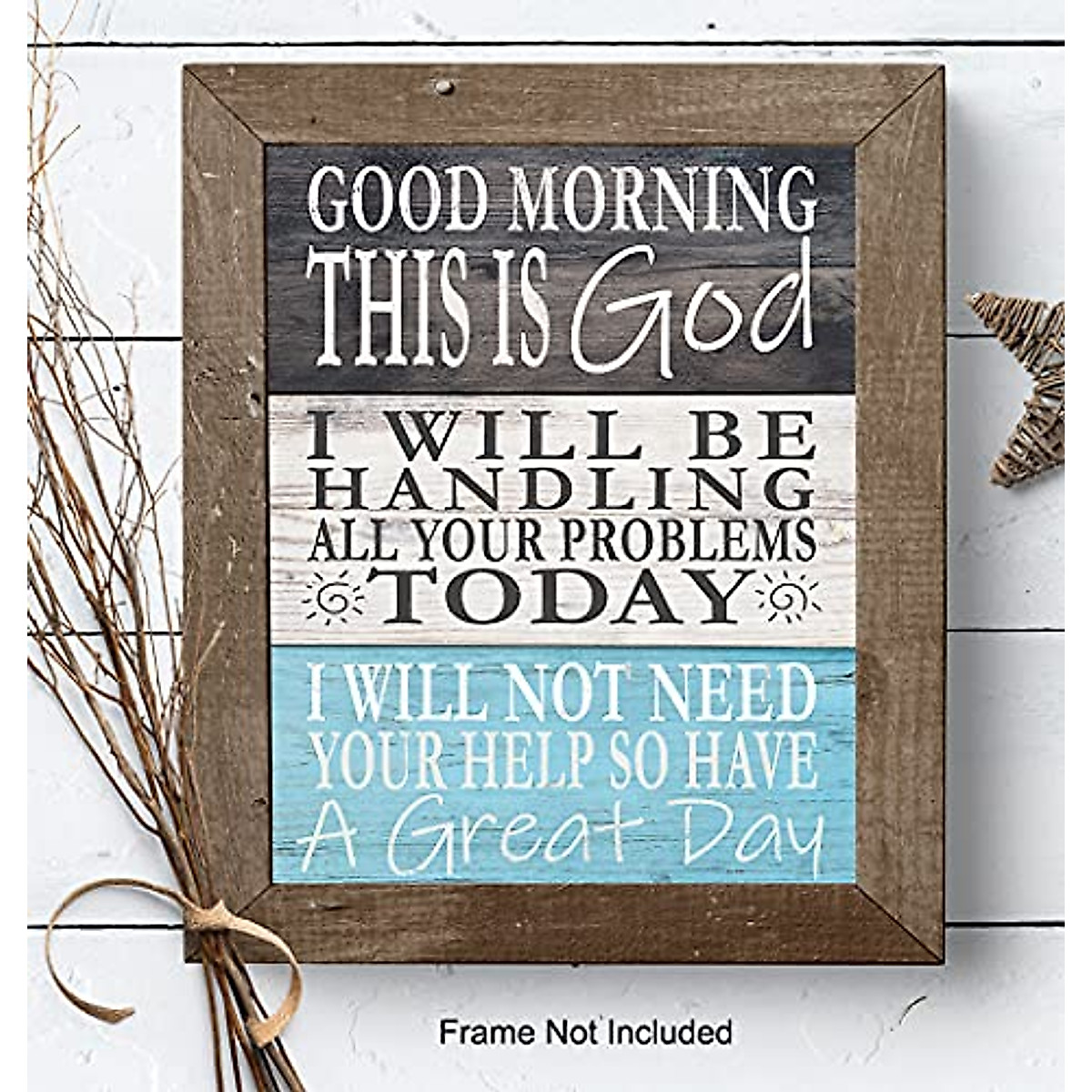 God Wall Decor - Religious Wall Decor - Spiritual Christian Gifts for Women, Men - Catholic Gifts - Funny Christian Wall Art - Inspirational Quotes Wall Decor Sign - Faith Wall Decor - Light Blue