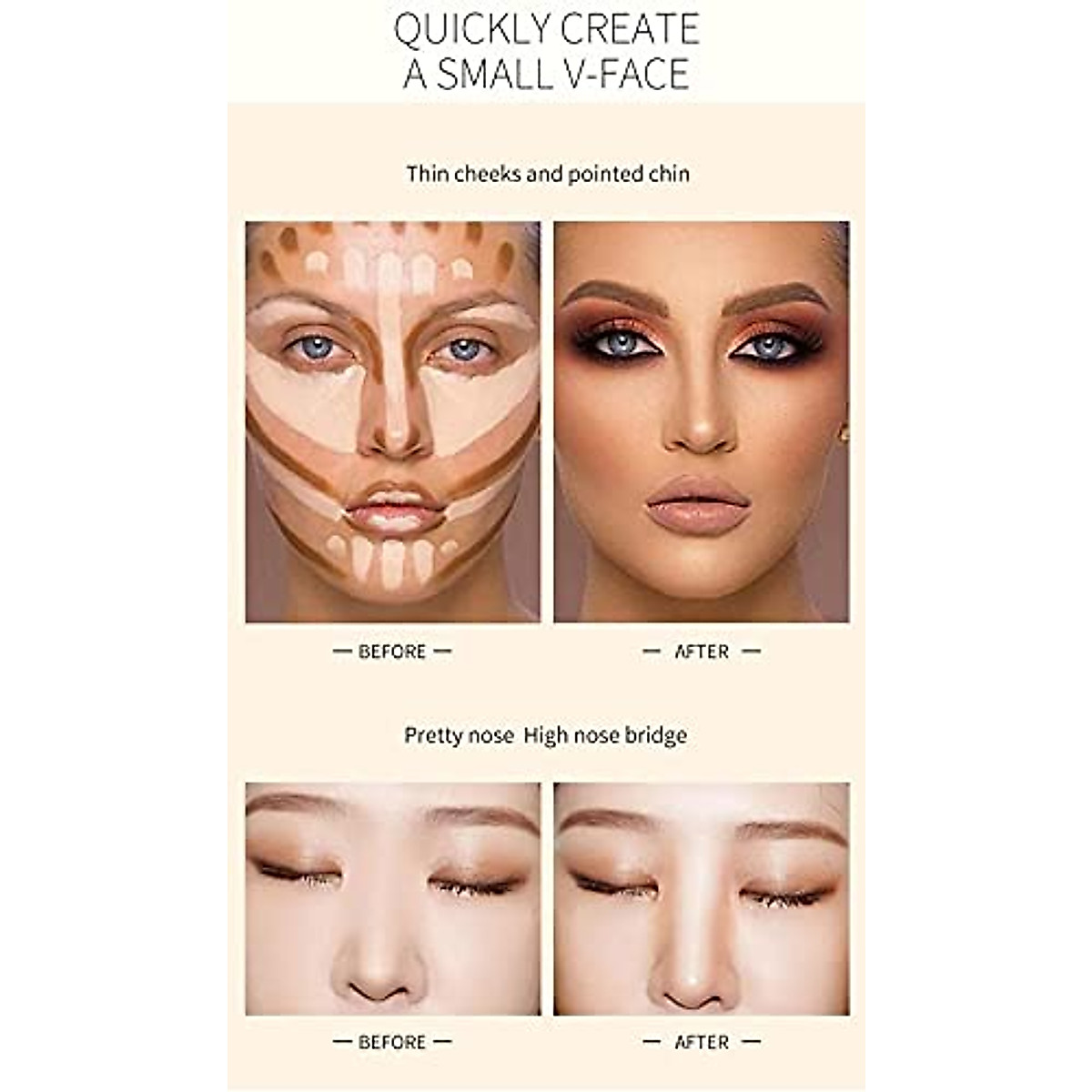 Mysense 6 Colors Cream Contour Stick,Contouring Concealer Highlighter Stick,Double Head Body Face Brightens & Shades Make Up Foundation Cream Pen,3pcs