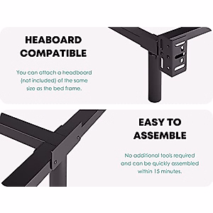 VTWAZAST King Bed Frame,9 Inch Heavy Duty Base for Box Spring, 9-Leg Support,Easy Assembly,Non-Slip,Noise-Free, Black