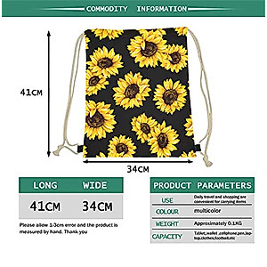 Showudesigns Children Drawstring Bag Sloth Flower Cinch Backpack for Boys Girls Kids Gift