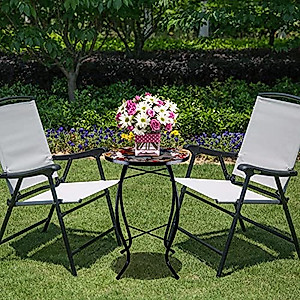 VCUTEKA Patio Side Table Outdoor Coffee Table Mosaic Accent Table Round Small End Table Bistro for Living Room Porch Balcony Backyard Garden Cock