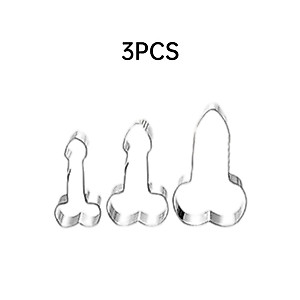 Cookie Cutters Set Stainless Steel Biscuit Fondant Baking Mold DIY Penis Pastry Cutters 3PCS