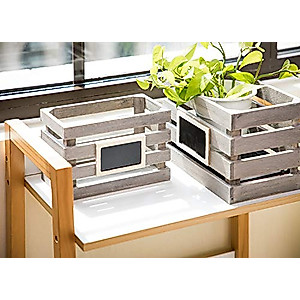 Home Zone Living Wood Storage Crate for Organization and Storage, Chalkboard, 3 Pack, Brown