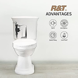R&T Toilet Fill Valve, Anti Siphon Toilet Tank Replacement Kit, Universal Easy Install Toilet Parts Inside Tank