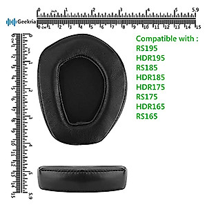 Geekria Elite Sheepskin Replacement Ear Pads for Sennheiser RS195 HDR195 RS185 HDR185 HDR175 RS175 HDR165 RS165 Headphones Ear Cushions, Headset Earpads, Ear Cups Repair Parts (Black)