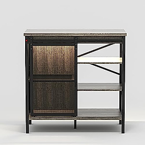 QNICE 71" LED Lights Industrial Bar (Rustic Oak-CB004)