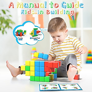 Asago Magnetic Blocks, 1.34 inch Large Magnetic Building Blocks, 3D Magnetic Cubes for Toddlers, Preschool Educational Construction Kit, Sensory Montessori Toys Kids Blocks for Boys Girls Toddlers