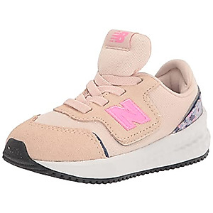 New Balance Kid's X70 V1 Bungee Sneaker, Vintage Rose/Moon Shadow/Vibrant Pink, 2 Wide Infant