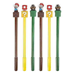 6 Pcs Mushroom Pens Stationery Set, Plumber Cool Back to School Supplies Writting Pens for Kids Students Gifts Girls Boys Birthday Gift, 0.5 mm