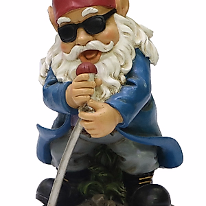 Nature's Mark Rock n Roll Gnome in a Band Singing Resin Statue Figurine Home Garden Decorative Accent Décor (10" H)