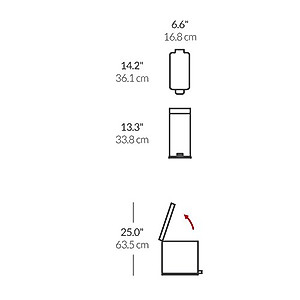 simplehuman 10 Liter / 2.6 Gallon Stainless Steel Bathroom Slim Profile Trash Can, Brushed Stainless Steel
