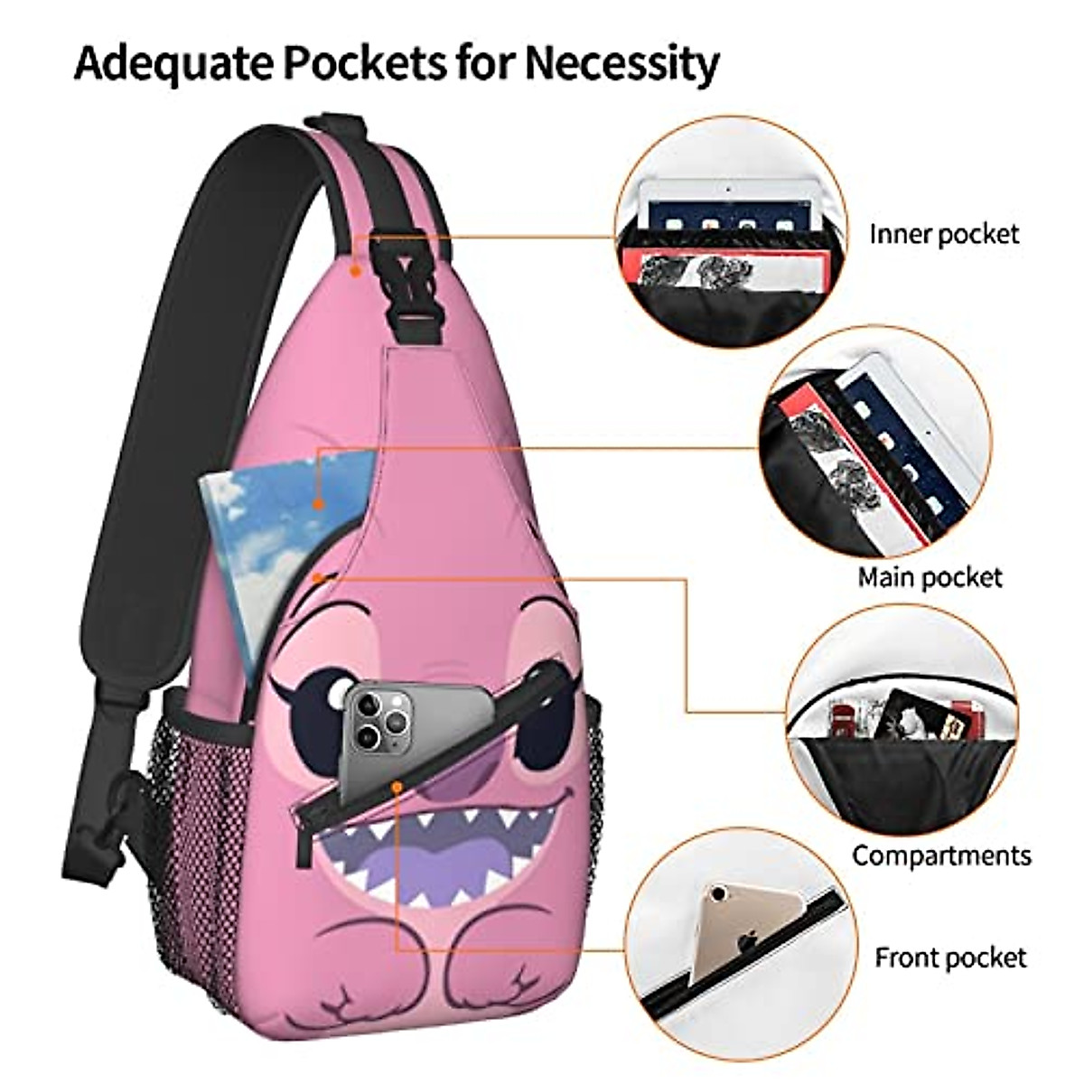 Wave Pink Sling Bag Crossbody Sling Backpack Travel Hiking Chest Bag Daypack For Purses Shoulder Bag Women Men