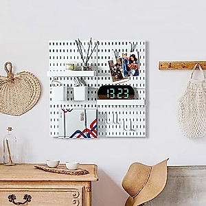 BeyondNovelties Pegboard Wall Organizer, Peg Board set Containing Pegboard x4 and 16 Accessories, Peg Boards for Walls, Office Wall Organizer, Keys Holder on Wall, Office Storage, 22"x22"