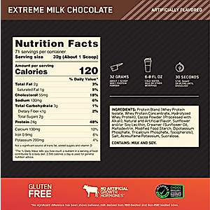Optimum Nutrition Gold Standard 100% Whey Protein Powder, Extreme Milk Chocolate, 5 Pound (Packaging May Vary)