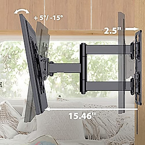 PERLESMITH Lockable RV TV Mount for 13-42 Inch TVs up to 77 lbs, RV TV Mount for Camper Trailer Motor Home Truck, Full Motion RV TV Wall Mount with Articulating Arm Swivels Tilts, Max VASE 200x200mm