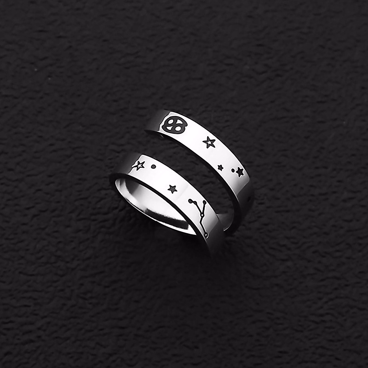 Zeponny Adjustable Engraved Cancer Zodiac Ring, Surgical 316L Stainless Steel Statement Signs of Zodiac Open Adjustable Finger Ring, Horoscope Astrology Ring Jewelry Gift for Women Men